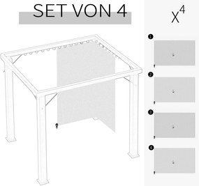 Outsunny altán 4 boční panely pro 3x4 m zahradní altán party stan polyester béžová 352 x 205 cm | Aosom