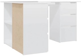 Petromila Rohový psací stůl bílý vysoký lesk 145x100x76 cm dřevotříska