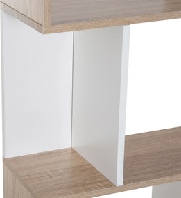 HOMCOM Moderní Regál S Tvarovým Designem, 4 Poličky, 60 Š x 24 H x 148 V cm, Dub Bílý