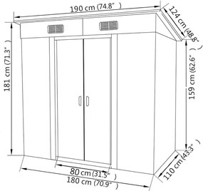 vidaXL Marketos Zahradní domek zelený kovový