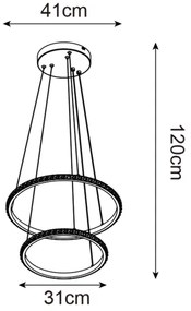 Zuma Line P22082M-2R - LED Lustr na lanku RIDE LED/22W/230V + LED/14W černá
