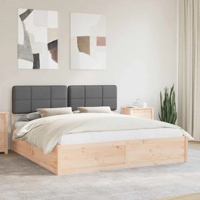 Rám postele s čalouněným čelem s čelo Tmavě šedá 200 x 200 cm 3398175
