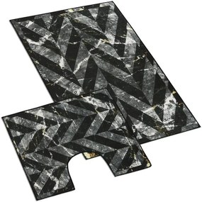Bellatex koupelnové předložky 3D tisk sada 60x100, 60x50 cm Mramor černá