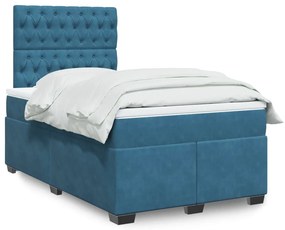 Box spring postel s matrací modrá 120 x 200 cm samet 3293192