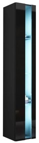 Vitrína Zigo New 180, Osvětlení: osvětlení LED - modré, Barva: černý / černý lesk
