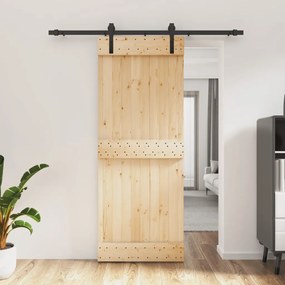 Posuvné Dveře S Kováním 80 X 210 Cm Masivní Borové Dřevo