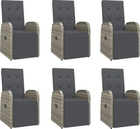 7dílný zahradní jídelní set s poduškami šedý polyratan 3157595
