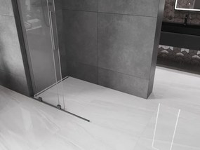 Mexen Velar L, posuvná sprchová zástěna Walk-in 120 x 200 cm, 8mm čiré sklo, broušený grafit, 871-120-003-03-95