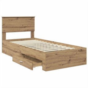 Rám postele s čelo Artisanový dub 90 x 200 cm Kompozitní dřevo 3408325