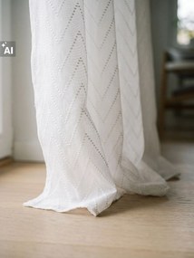 Sinsay - Záclona s páskou a geometrickým vzorem - bílá