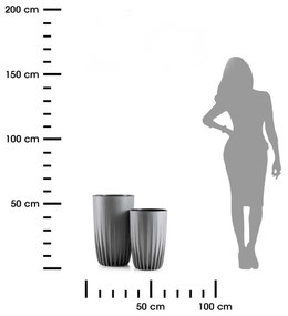 PLASTOVÝ KVĚTINÁČ STRIPPED SADA 2KS 25X42 CM+30X51,5 CM ŠEDÁ