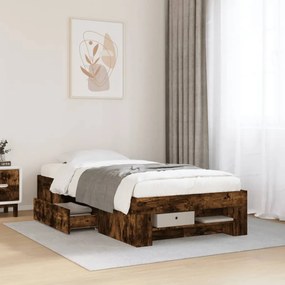 Rám postele bez matrace kouřový dub 90x200 cm kompozitní dřevo 3295496
