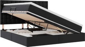 Postel s úložným prostorem s čelo Černá 180 x 200 cm Umělá kůže 3371677