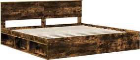 Rám postele Kouřový dub 200 x 200 cm Masivní borové dřevo 3410559