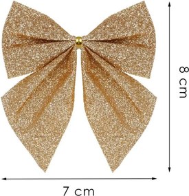 Vánoční mašle 8x7cm zlaté sada 6ks, vánoční dekorace