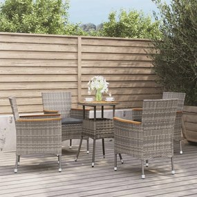 5dílný zahradní bistro set s poduškami šedý polyratan 3187431