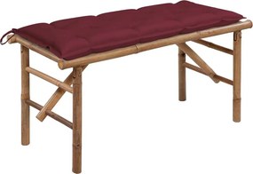 vidaXL Skládací zahradní lavice s poduškou 118 cm bambus [3063865] Barva: vínová červená