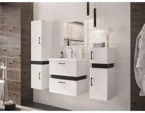 Koupelnový nábytek Torvaldi I, Sifon k umyvadlu: ne, Barva: bílá / bílá + černý mat, Baterie: ne