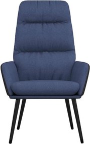 Relaxační křeslo se stoličkou modré textil a umělá kůže 3097510