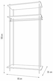 Otevřená šatní skříň v industriálním designu DECO, 185x85x35 cm