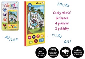Veselý Mobil Telefon plast česky mluvící 7,5x15cm na baterie se zvukem na kartě