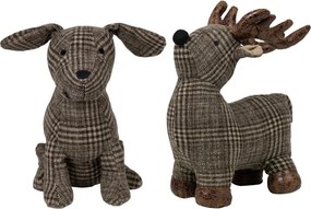 Šedo-hnědá dveřní zarážka jelen Deer - 25*21*26 cm