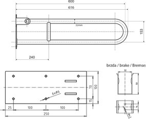 Sapho Sapho, HANDICAP madlo sklopné 600mm, černá mat, XH516B
