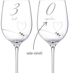 Dekorant Sklenice na bílé víno k výročí Romance s kamínky Swarovski 330ml 2KS SPOLU