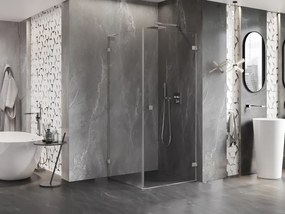 Mexen Lunar-B L výklopný sprchový kout pravý 70 x 70 cm, čiré sklo, broušená ocel, 832L-070-070-97-00-P