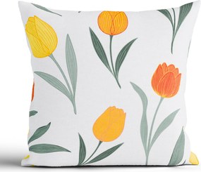 MK Lůžkoviny Bavlněný povlak na polštář Renforcé 40 x 40 cm - Květy tulipánů oranžové