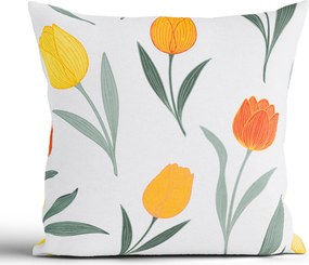 MK Lůžkoviny Bavlněný povlak na polštář Renforcé 40 x 40 cm - Květy tulipánů oranžové