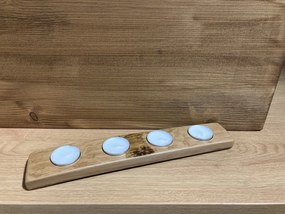 Nábytek ze sudu Svícen na čtyři čajové svíčky materiál: dřevo dub barevné provedení: světlé