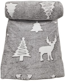Sendia Svítící mikroplyšová deka Vánoční motiv 1 šedá