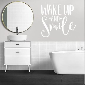 Živá Zeď Samolepka na zeď Nápis Wake up and Smile Barva: černá