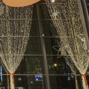 Easy Fix LED světelný závěs interiér, 100 × 700 cm, teple bílá,  600 diod, 10 pramenů, čirý kabel, IP20, prodlužovací