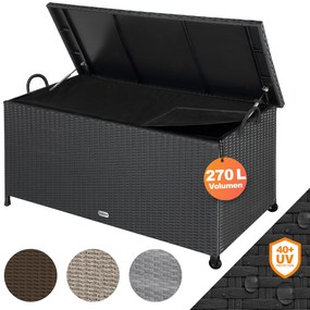 Zahradní úložný box umělý ratan černý 117x53x60cm s madla & kolečka