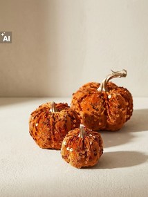 Sinsay - Sada stojacích dekorací – dýně s flitry a sametovým povrchem3 pack - oranžová