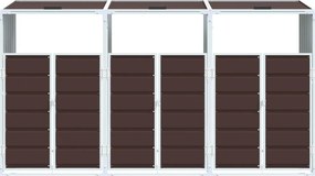 vidaXL Box na 3 popelnice 216 x 81 x 115 cm ocel [4006182] Barva: Hnědá