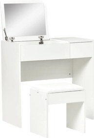 HOMCOM Moderní toaletní stolek 80Š x 40H x 79V cm se sklopným zrcadlem, zásuvkou a úložným prostorem + stůl | Aosom