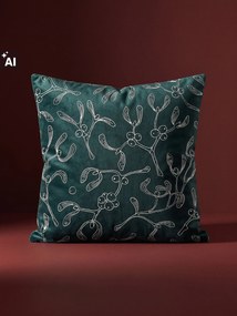 Sinsay - Vánoční povlak na polštář se vzorem jmelí - zelená