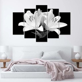 Gario Obraz na plátně Bílé lilie - 5 dílný Rozměry: 100 x 70 cm
