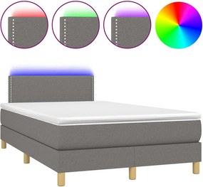 Box spring postel s matrací a LED tmavě šedá 120x200 cm textil 3133622