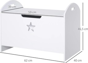 HOMCOM Dětský úložný box na hračky s flipovým víkem a bezpečnostním mechanismem 62x40x46,5 cm Prostorný prostor nosnost 20 kg Bílá