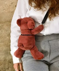 DOUDOU Plyšová taška přes rameno Medvídek terakotový / 30 cm / od 2 le