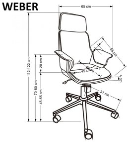 Kancelářské křeslo WEBER — kov, ekokůže, ořech