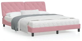 Rám postele s LED osvětlením růžový 160 x 200 cm samet