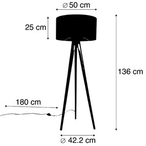 Moderní stojací lampa stojan bílá s stínítkem bílým 50 cm - Tripod Classic
