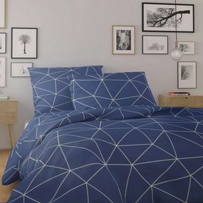 Kvalitex Bavlněné povlečení Nordic Grid modrá, 220 x 200 cm, 2 ks 70 x 90 cm