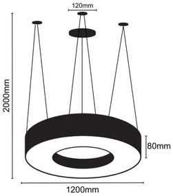 LED Lustr na lanku LED/60W/230V 4000K pr. 120 cm černá