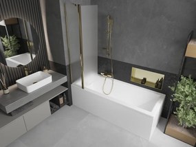Mexen Flip, vanová zástěna 1-křídlová 80 x 150 cm, otočné křídlo, 6 mm námraza sklo, zlatý profil, 894-080-101-50-30